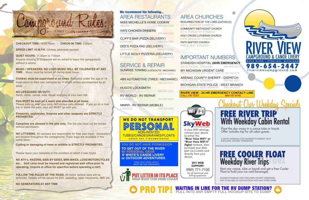 Park Map - River View Campground & Canoe Livery - Sterling, MI
